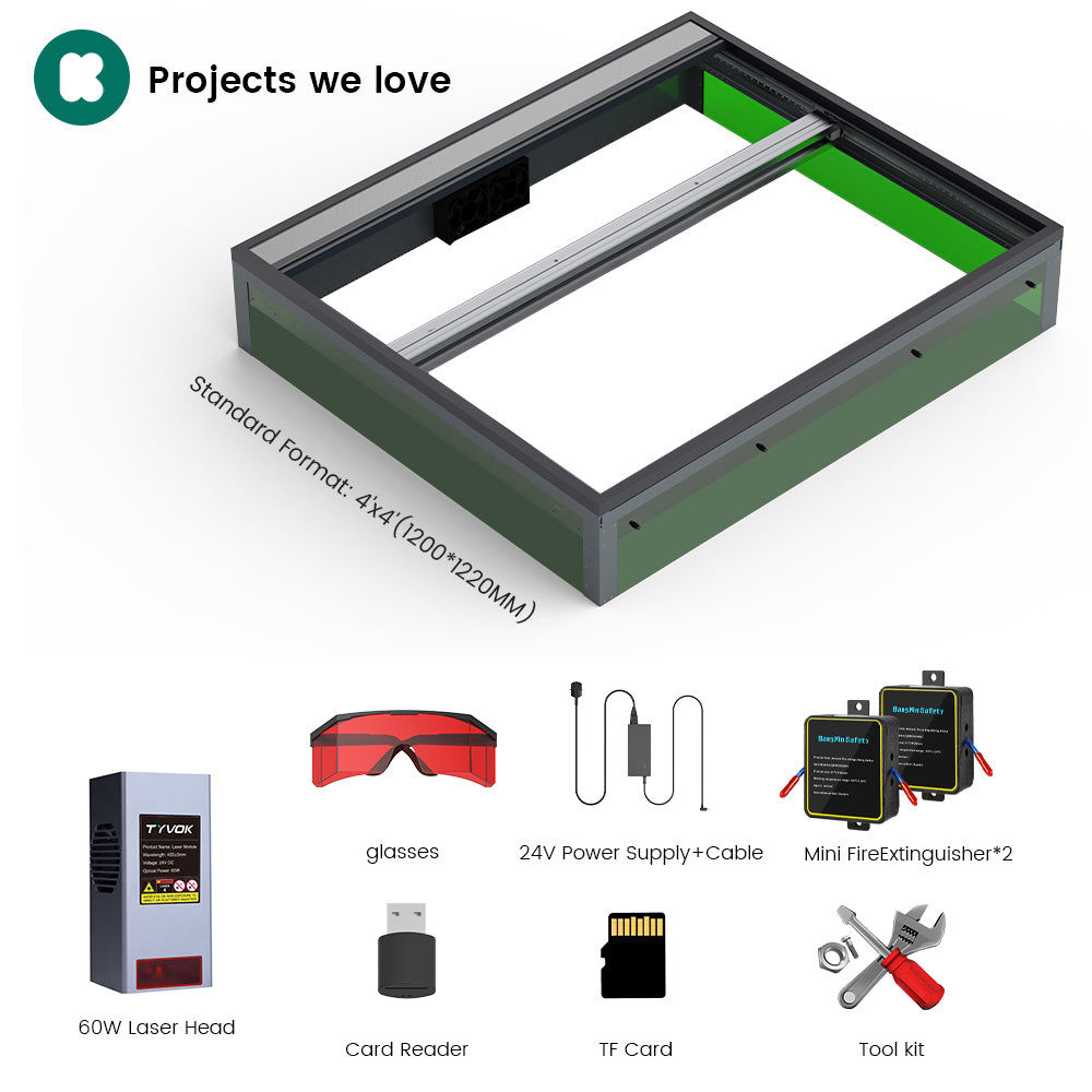 Tyvok S1 – Super Large 4x8 Laser Engraver with LightBurn CNC Pro Combo